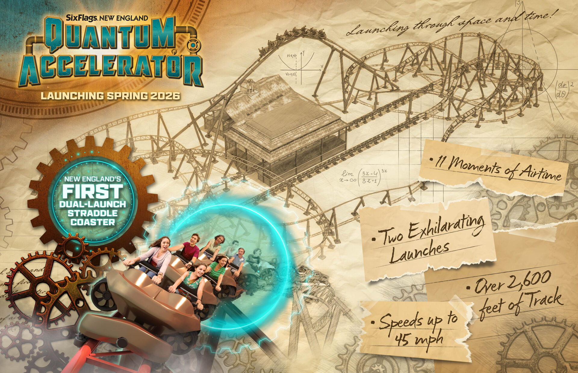 "Quantum Accelerator" - Compact Family Launch Coaster at Six Flags New ...